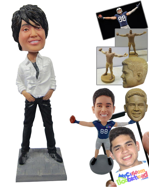 Custom Bobblehead Dashing Guy In Rockstar Pose With A Killer Hairstyle ...