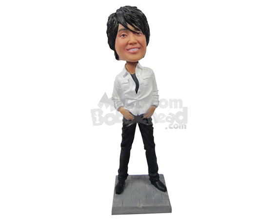 Custom Bobblehead Dashing Guy In Rockstar Pose With A Killer Hairstyle ...