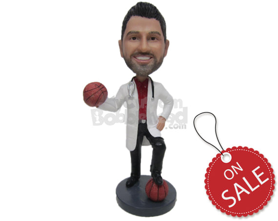 Custom Bobblehead Basketball Aficionado Doctor In His Formal Medical A ...