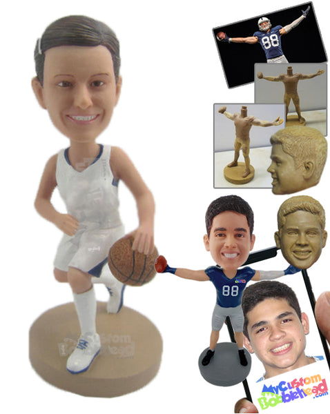 Custom Bobblehead Superstar Female Basketball Player Running With Ball ...