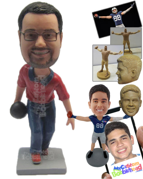 Custom Bobblehead Bowling Dude Wearing Professional Bowling Outfit - S ...