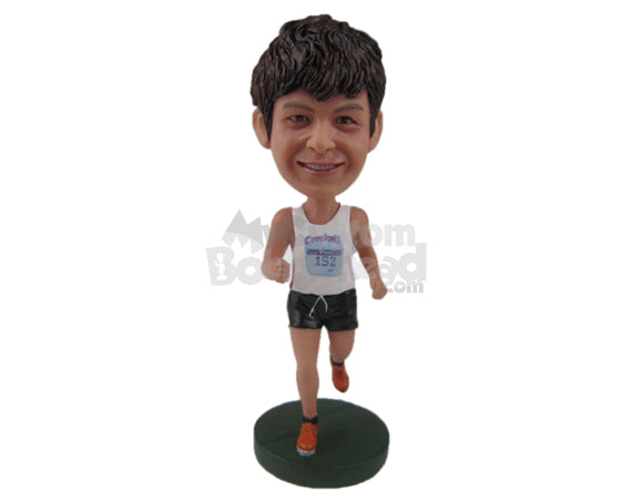 Custom Bobblehead Male Marathon Runner Running Ahead Of The Pack - Spo ...
