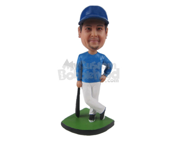 Custom Bobblehead Baseball Dude Holding A Bat Posing For The Camera ...