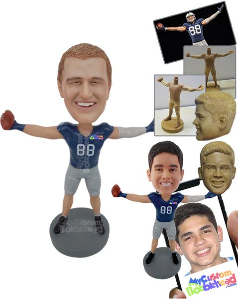 Custom Bobblehead Charming Football Player Embracing The Championship ...