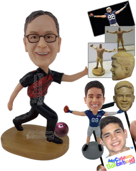 Custom Bobblehead Bowling Professional Player Throwing The Ball For A ...