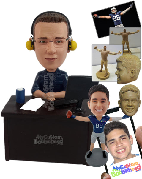 Custom Bobblehead Office guy sittin on a desk having a good coffee - S ...