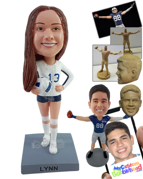Custom Bobblehead Young volleyball player holding the ball in one hand ...