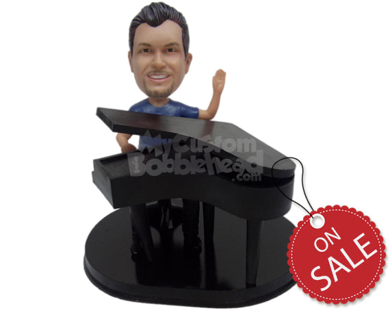 Custom Bobblehead Pianist Weaving Hello While Playing The Piano - Musi ...