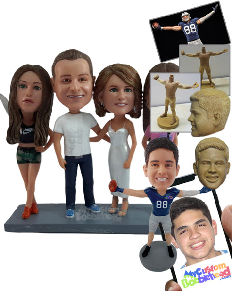 Custom Bobblehead Happy family posing together wearing fashionable clo ...